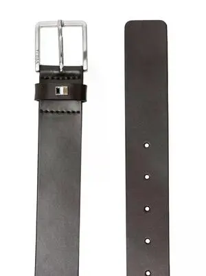 BOSS Italian-made Leather Belt With Signature-stripe Trim