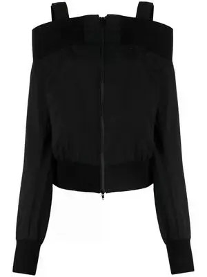 Yohji Yamamoto Off-shoulder Zip-up Wool Jacket