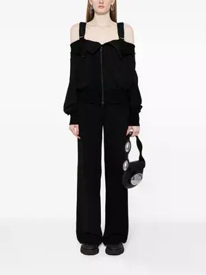 Yohji Yamamoto Off-shoulder Zip-up Wool Jacket