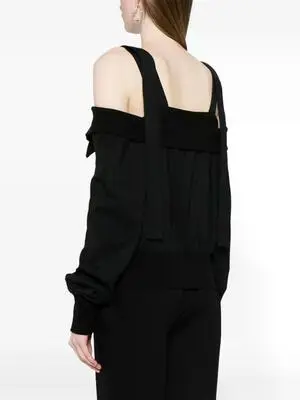 Yohji Yamamoto Off-shoulder Zip-up Wool Jacket