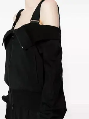 Yohji Yamamoto Off-shoulder Zip-up Wool Jacket