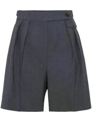 Brunello Cucinelli Pleat-detailing Virgin Wool-blend Shorts - Grey