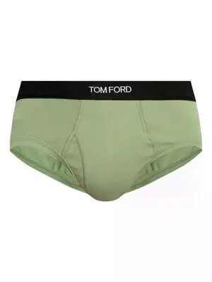 TOM FORD Logo-print Briefs Green