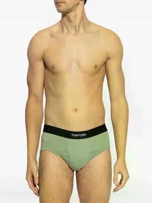 TOM FORD Logo-print Briefs - Green