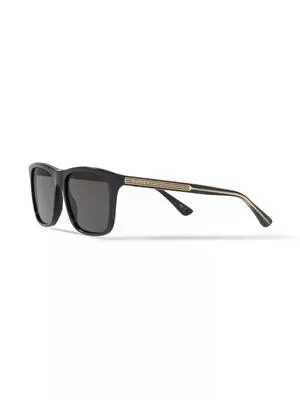 Gucci Web-stripe Square-frame Sunglasses - Black