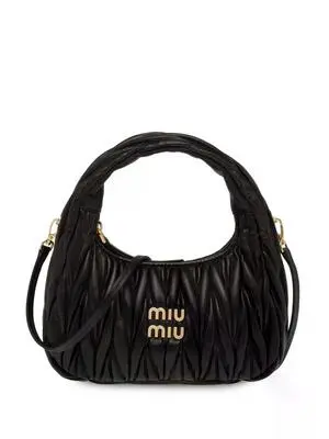 Miu Miu Mini Wander Matelassé Shoulder Bag - Black