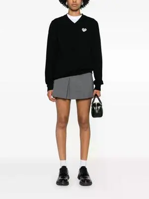 Play Comme Des Garcon Heart-patch Wool Jumper - Black