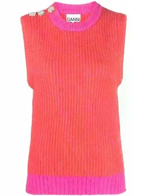 GANNI Embellished Wool-blend Vest