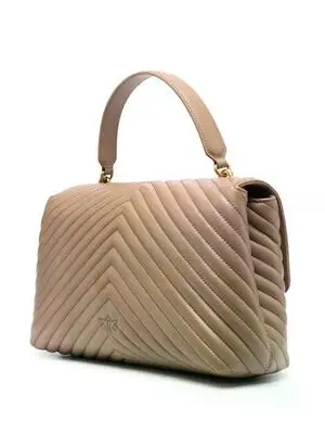 Pinko Large Quilted Leather Handbag With Chevron Pattern And Love Birds Buckle