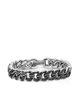 David Yurman Sterling And Black Diamond Curb Chain Bracelet