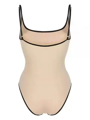 TOTEME Striped-edge Spaghetti-strap Swimsuit - Neutrals