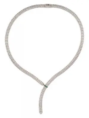 OFFICINA BERNARDI 18kt White Gold Enigma Y Emerald And Diamond Necklace - Silver