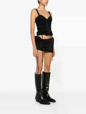 MARINE SERRE Ruched Sweetheart Neck Zip-up Tank Top