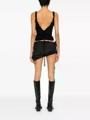 MARINE SERRE Ruched Sweetheart Neck Zip-up Tank Top