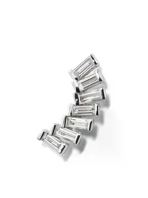 PERSEE 18k White Gold Baguette Diamond Earring - Silver