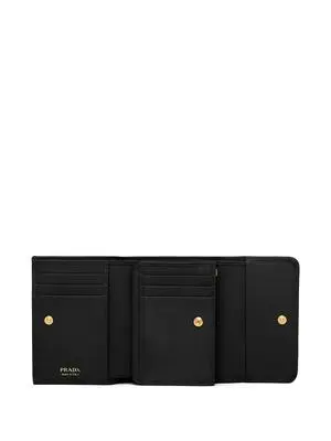 Prada Logo Plaque Wallet - Black