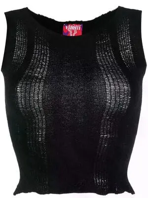VITELLI Semi-sheer Knit Cropped Top