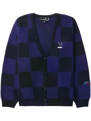 Fred Perry X Raf Simons Appliqué Checkered Cotton Cardigan