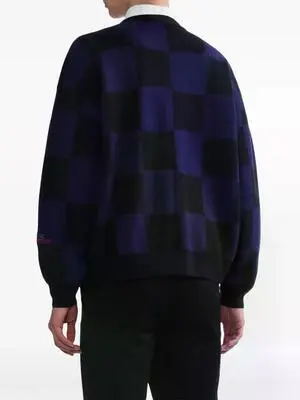Fred Perry X Raf Simons Appliqué Checkered Cotton Cardigan