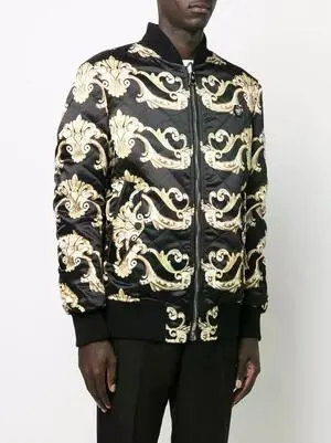 Philipp Plein Gothic-print Quilted Bomber Jacket
