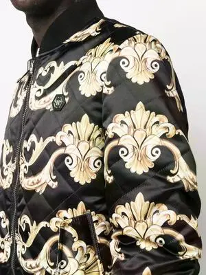 Philipp Plein Gothic-print Quilted Bomber Jacket