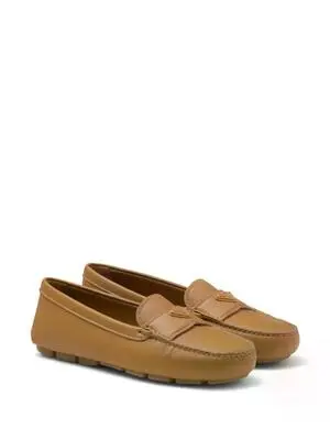 Prada Enamel Triangle-logo Leather Loafers