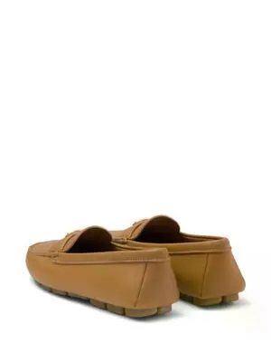 Prada Enamel Triangle-logo Leather Loafers