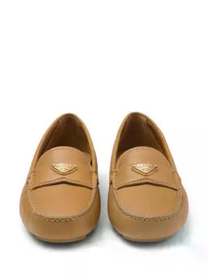 Prada Enamel Triangle-logo Leather Loafers