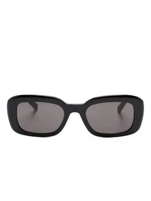 Saint Laurent Logo-plaque Rectangle Sunglasses - Black