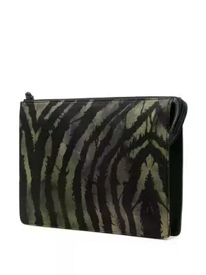 Roberto Cavalli Tiger-print Leather Pouch