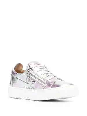 GIUSEPPE ZANOTTI Metallic Leather Low-top Sneakers - Silver