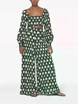 Agua Bendita Piñon Perla Floral-print Palazzo Trousers