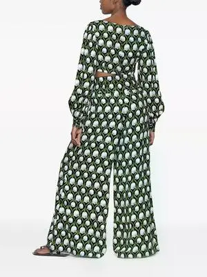 Agua Bendita Piñon Perla Floral-print Palazzo Trousers