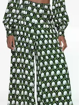 Agua Bendita Piñon Perla Floral-print Palazzo Trousers