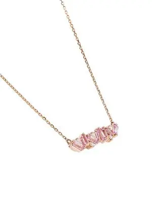 SUZANNE KALAN 18kt Rose Gold Sapphire Bar Necklace - Pink