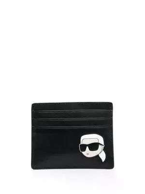 Karl Lagerfeld Ikon Leather Card Holder - Black
