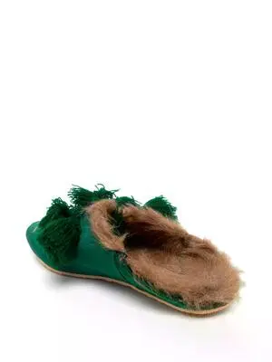 MIDORIKAWA Pointed-toe Slippers With Faux-fur Lining