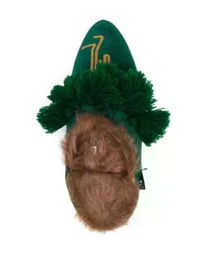 MIDORIKAWA Pointed-toe Slippers With Faux-fur Lining