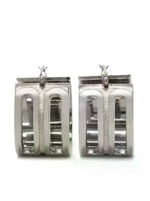 Victoria Beckham Engraved Logo Hoop Earrings - Silver