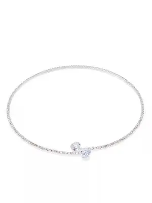 HZMER JEWELLERY Heart-charm Crystal-embellished Necklace - Silver