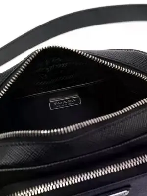Prada Enamel-logo Saffiano Leather Messenger Bag