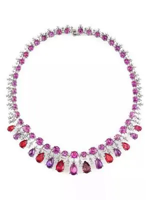 ANABELA CHAN 18kt White Gold Pomegranate Tutti Frutti Necklace - Silver