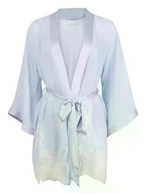 FLEUR DU MAL Lace-trimmed Robe - Blue