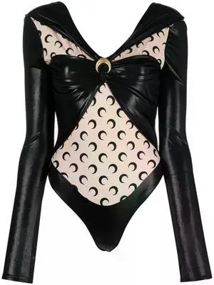 MARINE SERRE Regenerated Laminated Bodysuit - Black