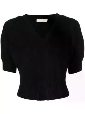 Ulla Johnson Eila Ribbed V-neck Top - Black