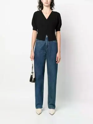Ulla Johnson Eila Ribbed V-neck Top - Black