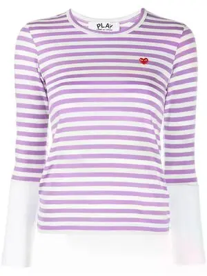 Play Comme Des Garcon Heart-patch Cotton T-shirt - Purple