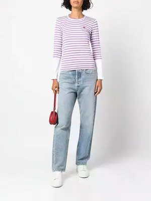Play Comme Des Garcon Heart-patch Cotton T-shirt - Purple