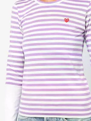 Play Comme Des Garcon Heart-patch Cotton T-shirt - Purple