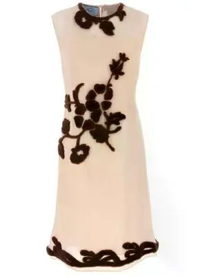 Prada Floral-embroidered Silk Midi Dress